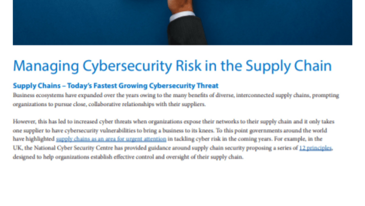 Managing Cybersecurity Risk in the Supply Chain | Guide
